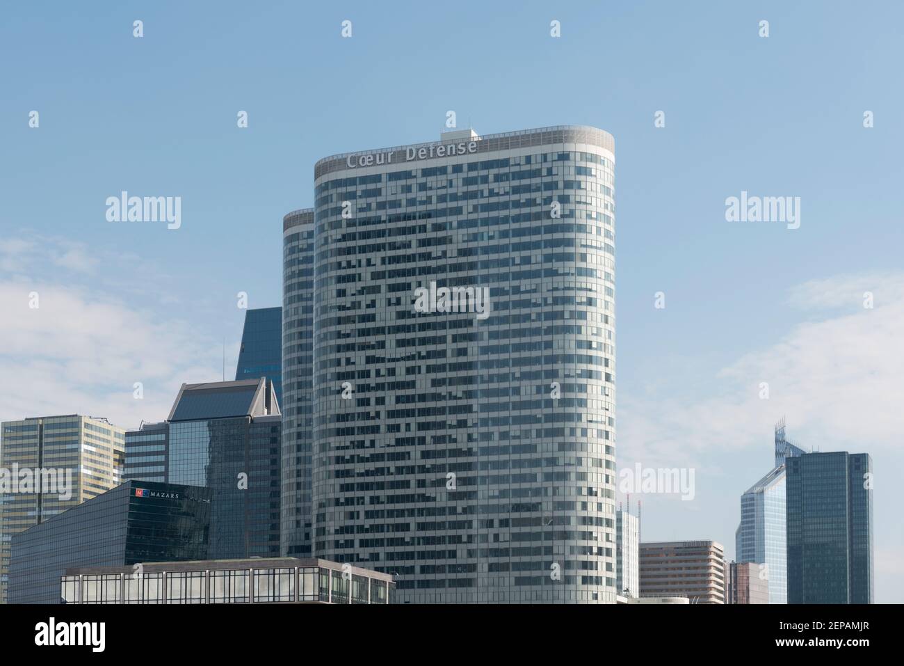 The Coeur Defense building surrounded by other office buildings in La ...