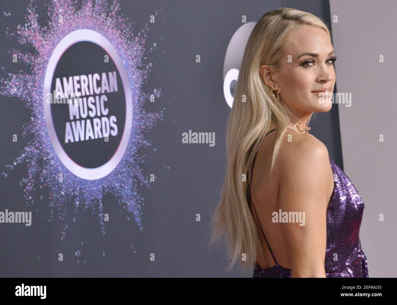 Carrie Underwood arrives at the 2019 American Music Awards held at the ...