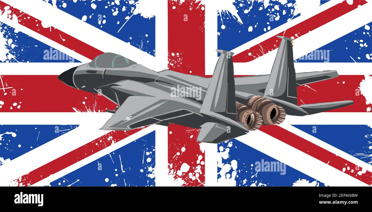 Military fighter jets with england flag vector illustration Stock ...