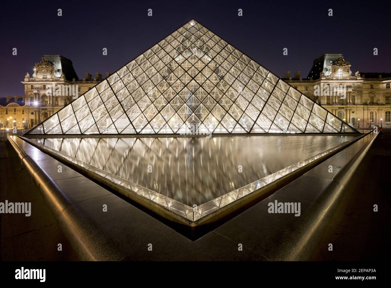 The glass pyramid entrace to the Louvre in Paris, France, Europe Stock ...