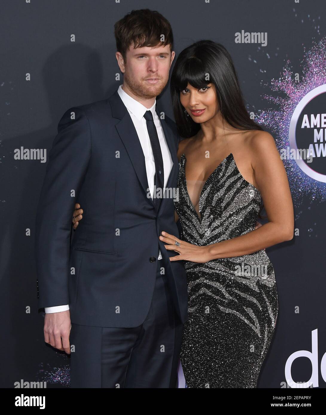 James Blake and Jameela Jamil at the 2019 American Music Awards held at ...