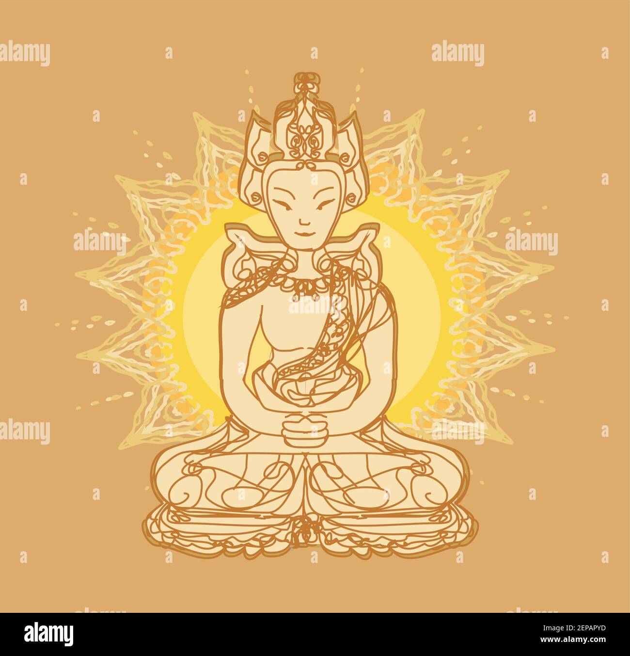 Buddha gold statue over ornate mandala Stock Vector Image & Art - Alamy