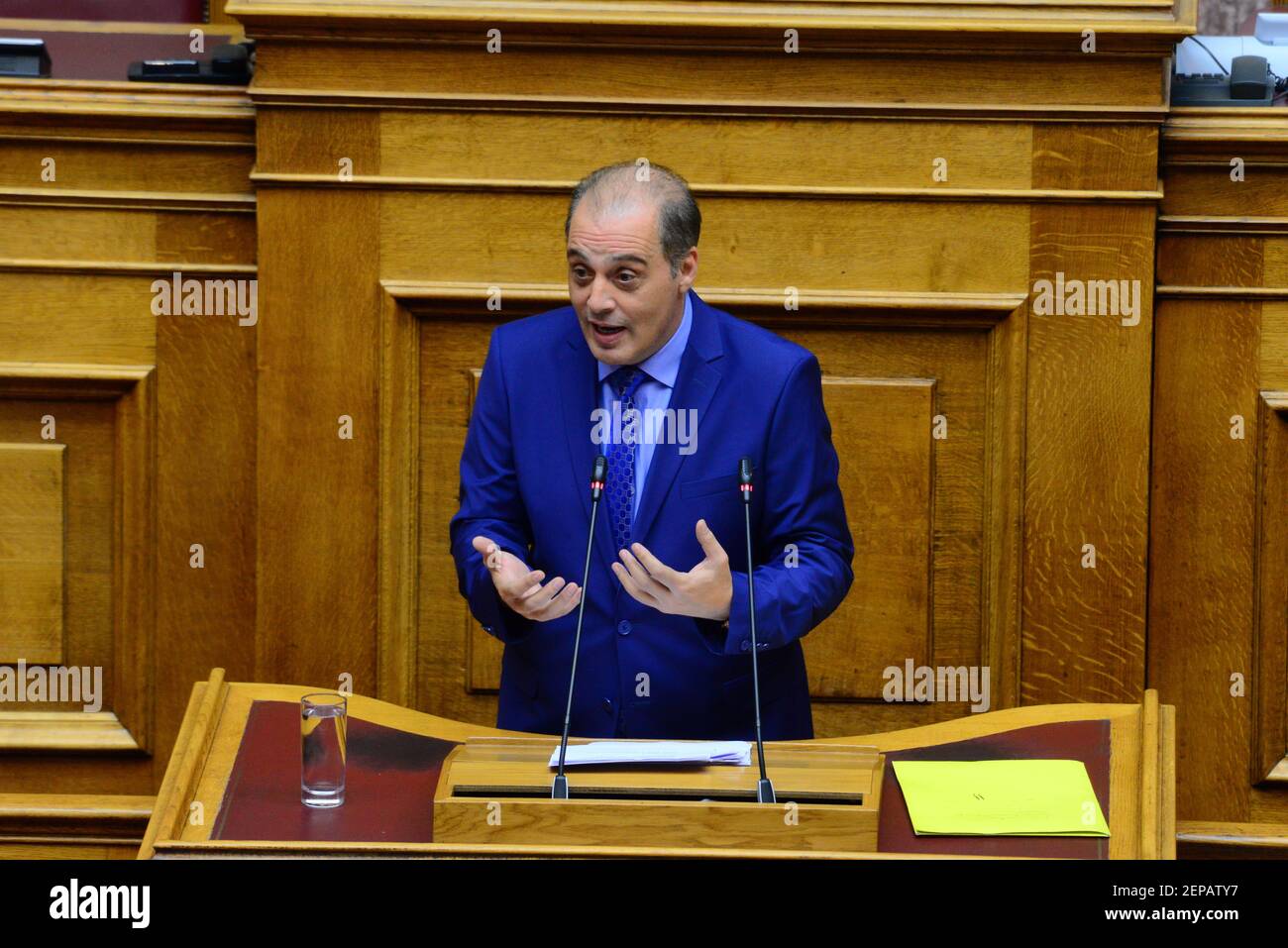 Kyriakos Velopoulos President of 'Hellenic Solution' party, during his ...