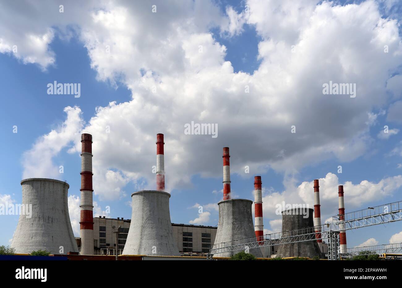 Coal burning power plant with smoke stacks, Moscow, Russia Stock Photo ...