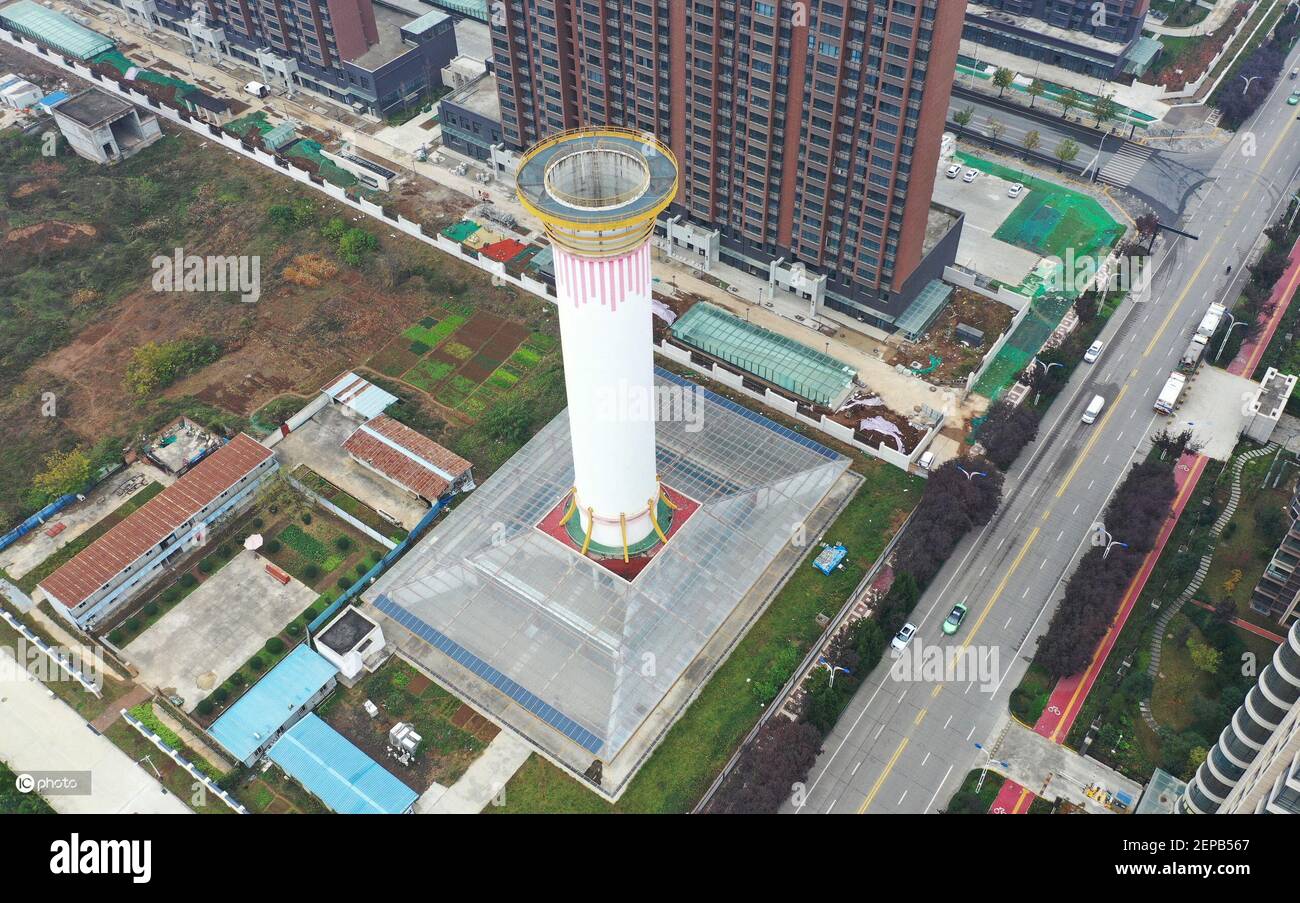 An aerial view of the haze eliminating tower, which is the only one on ...