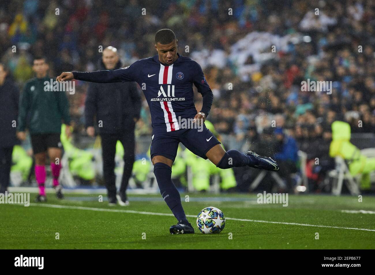 Kylian Mbappe of Paris Saint-Germain FC in action during the UEFA ...