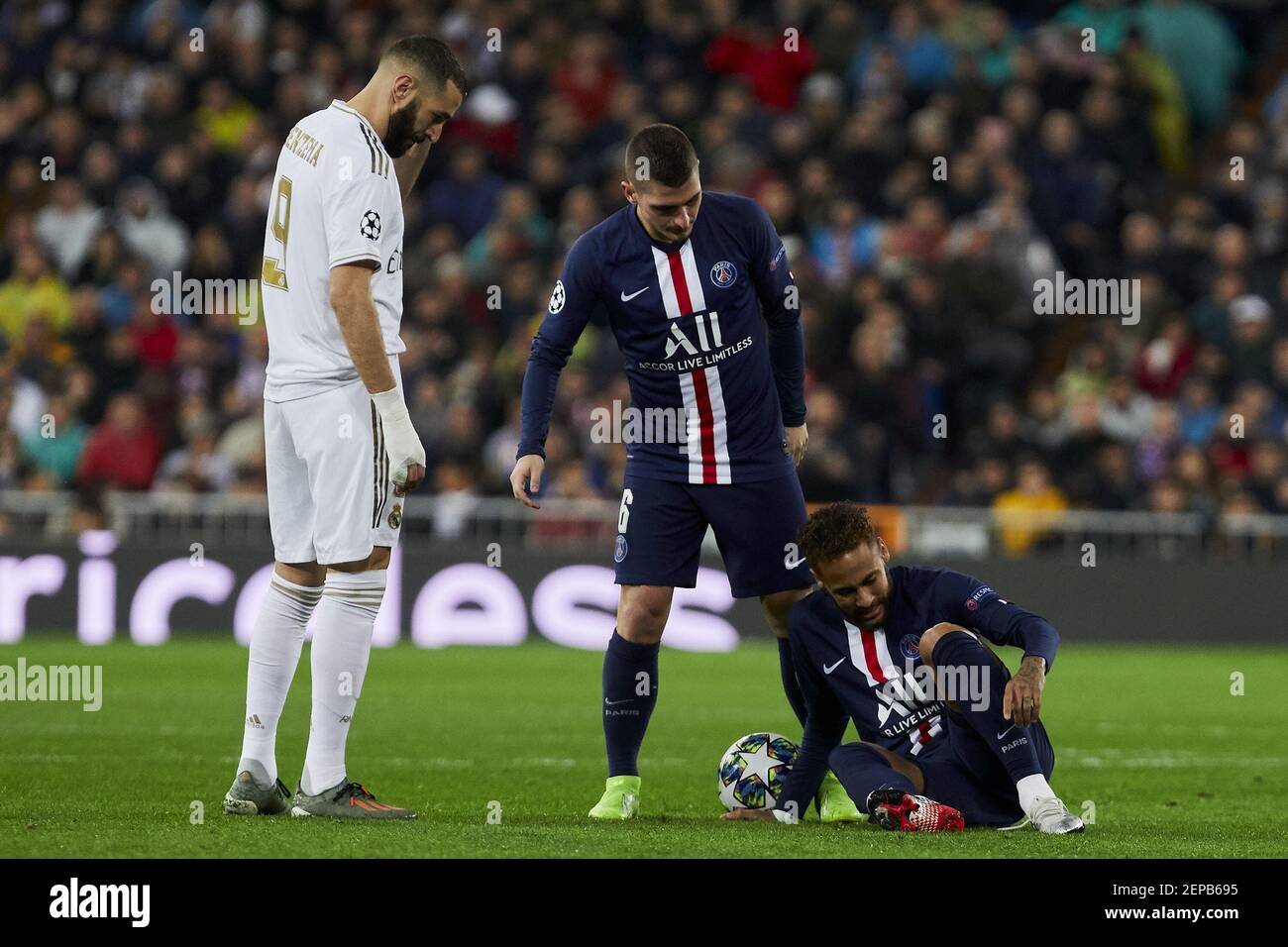 Karim Benzema of Real Madrid and Neymar Jr of Paris Saint-Germain in ...