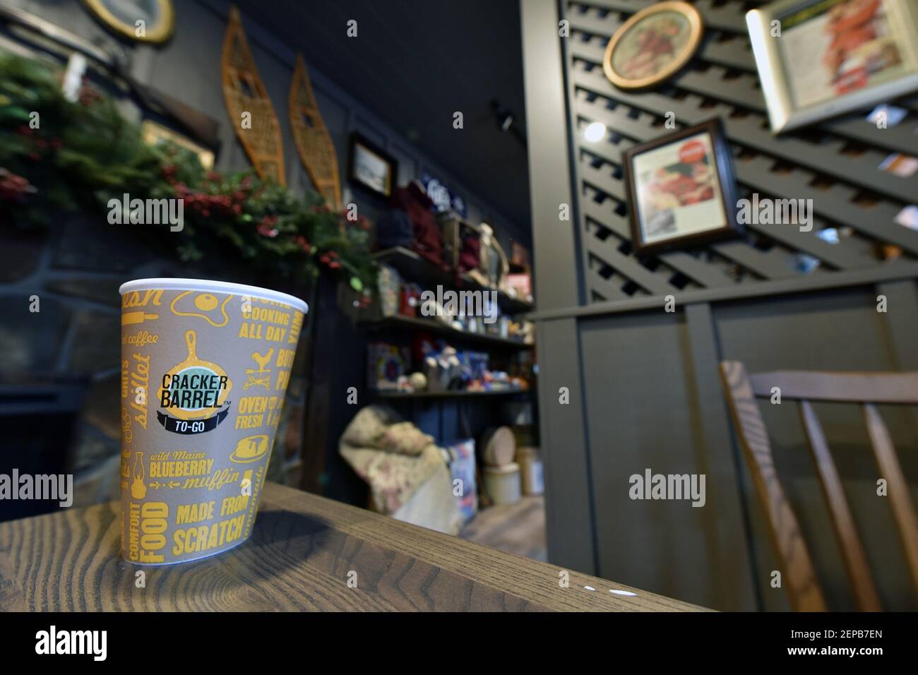 Interior view of the 269 square foot Cracker Barrel mobile pop-up set ...