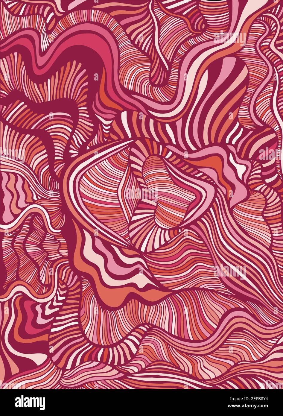 Colorful abstract lines art maze ornament background, burgundy crimson ...