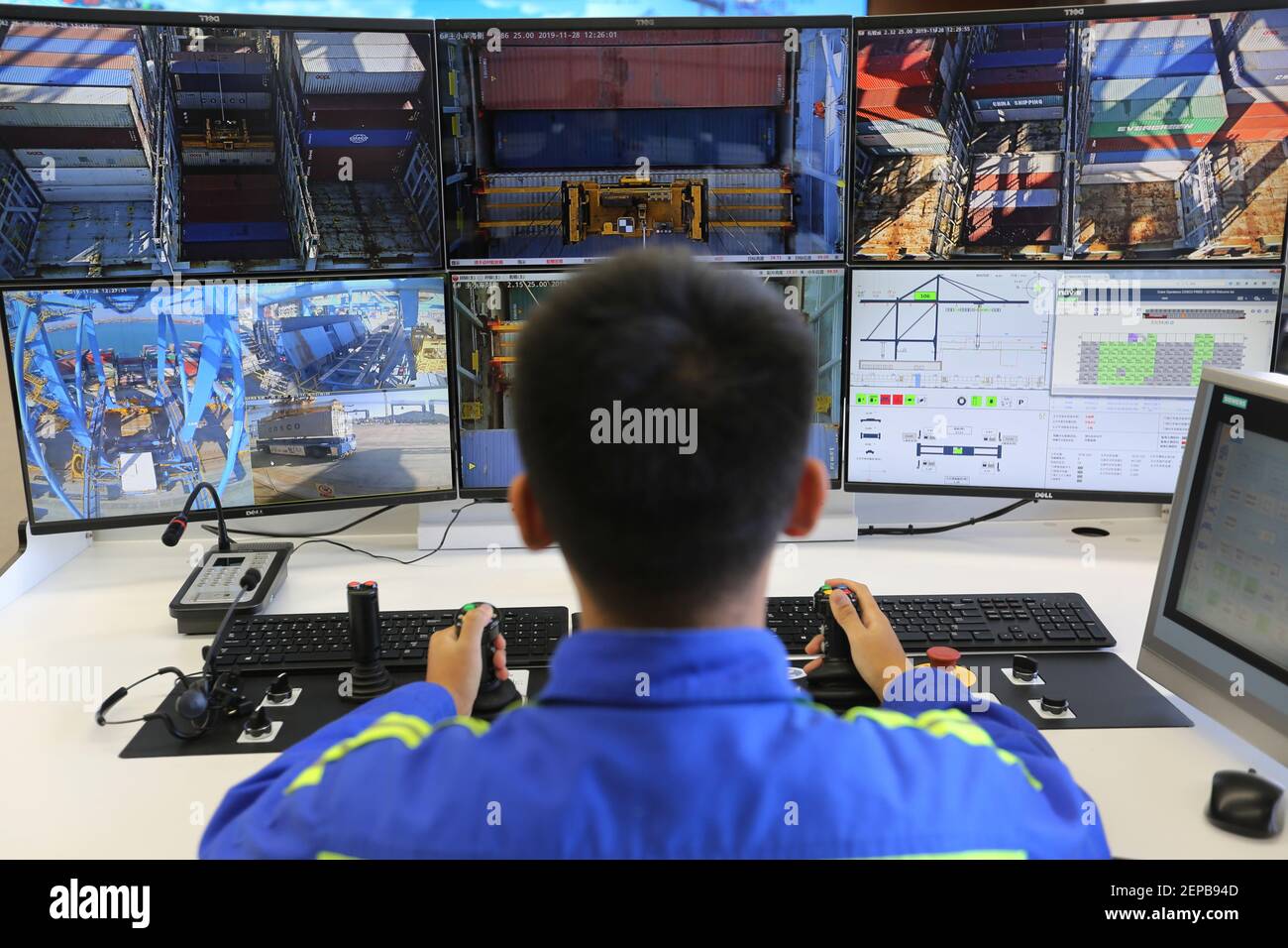 Shandong,CHINA-On November 28, 2019, the fully automated terminal ...