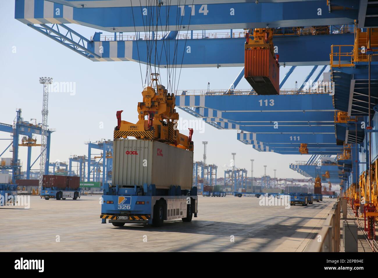 Shandong,CHINA-On November 28, 2019, the fully automated terminal ...