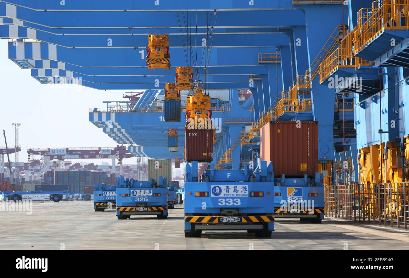 Shandong,CHINA-On November 28, 2019, the fully automated terminal ...