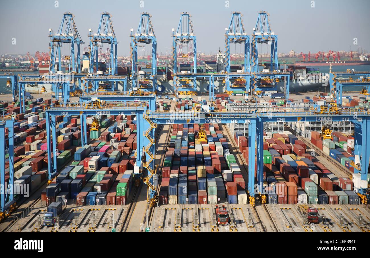 Shandong,CHINA-On November 28, 2019, the fully automated terminal ...
