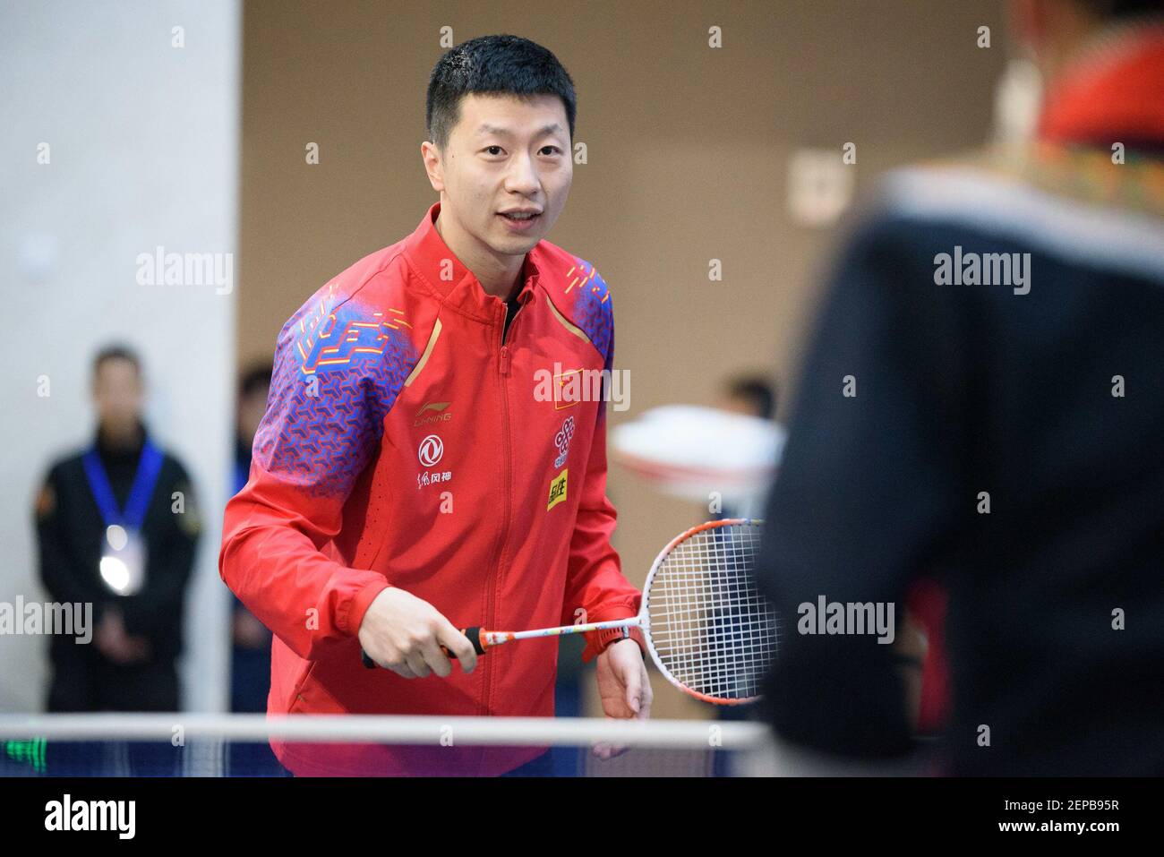 Chengdu, CHINA-Chinese table tennis players Ma long, Fan Zhendong and ...
