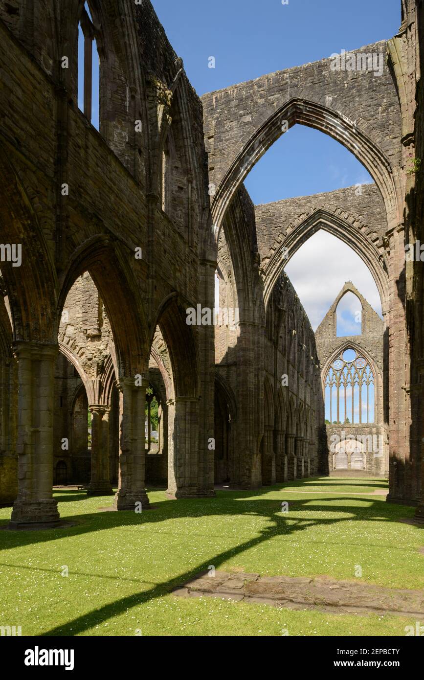 Interior view of the ruins of Tintern Abbey in Monmouthshire, Wales ...