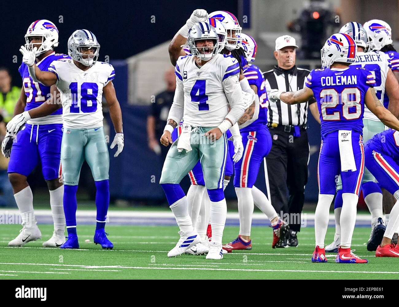 November 28th, 2019:.Dallas Cowboys quarterback Dak Prescott (4) is ...