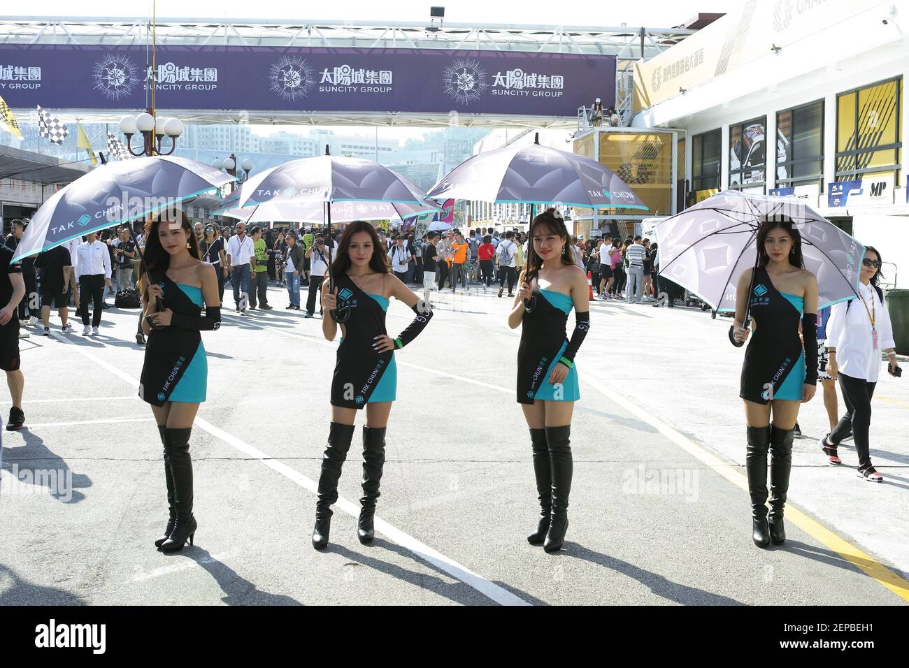 People take puctures of the models at the 2019 66th Macau Grand Prix, a ...