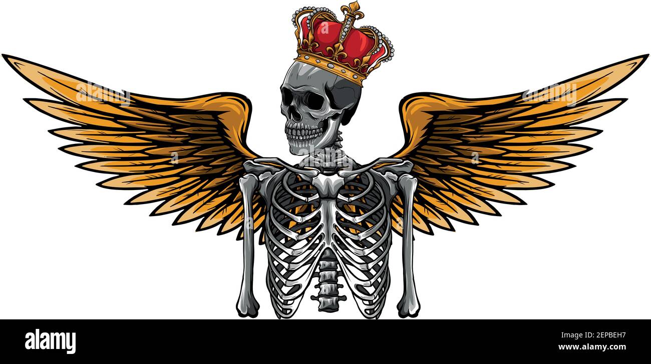 vector angel skeleton with wing and crown Stock Vector Image & Art - Alamy
