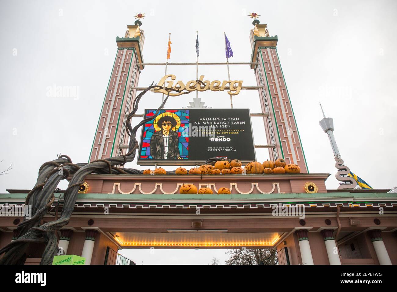 Liseberg sign seen at the entrance gate of the Scandinavia's largest ...