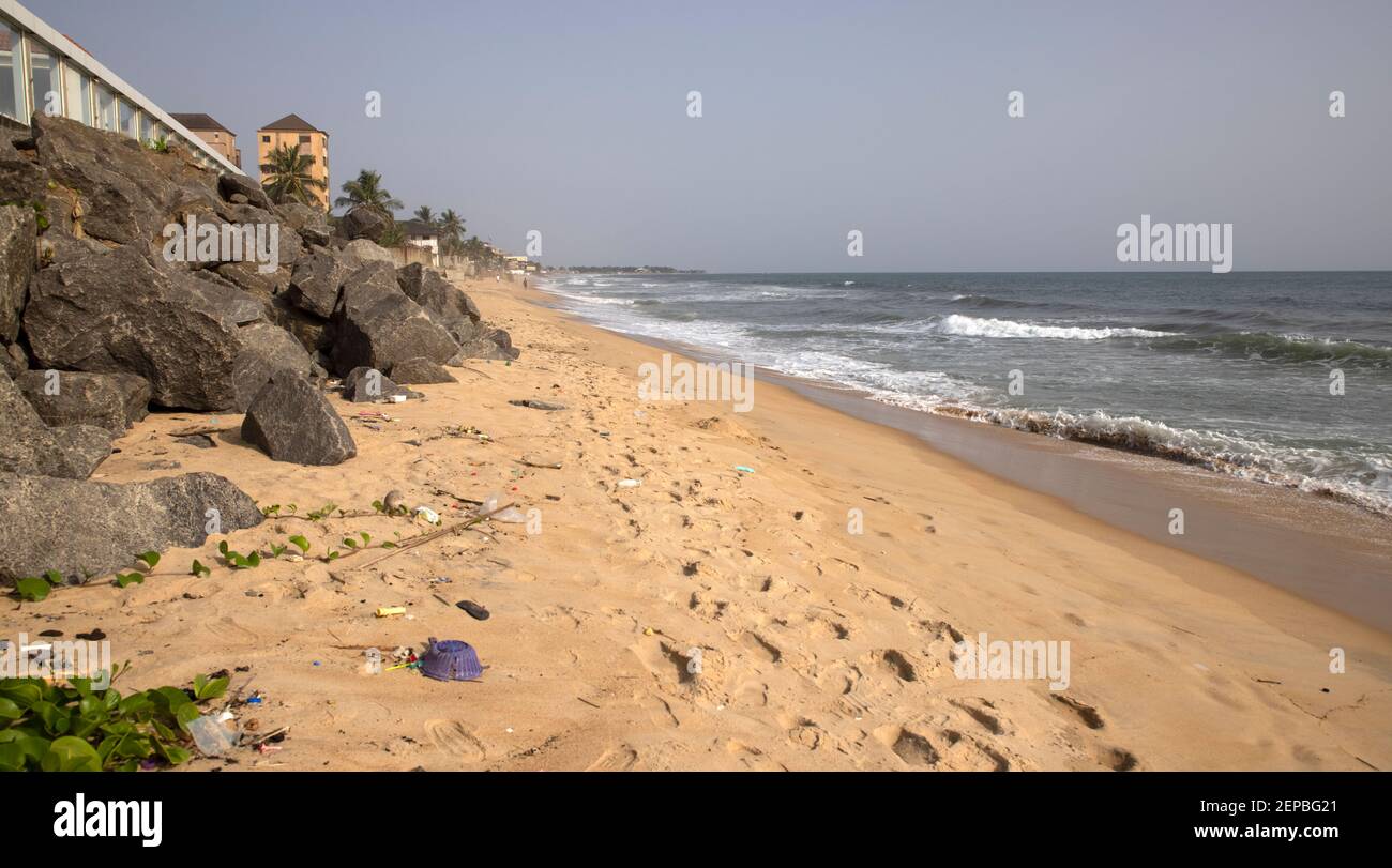 Monrovia Liberia Atlantic ocean beach trash pollution. Monrovia ...