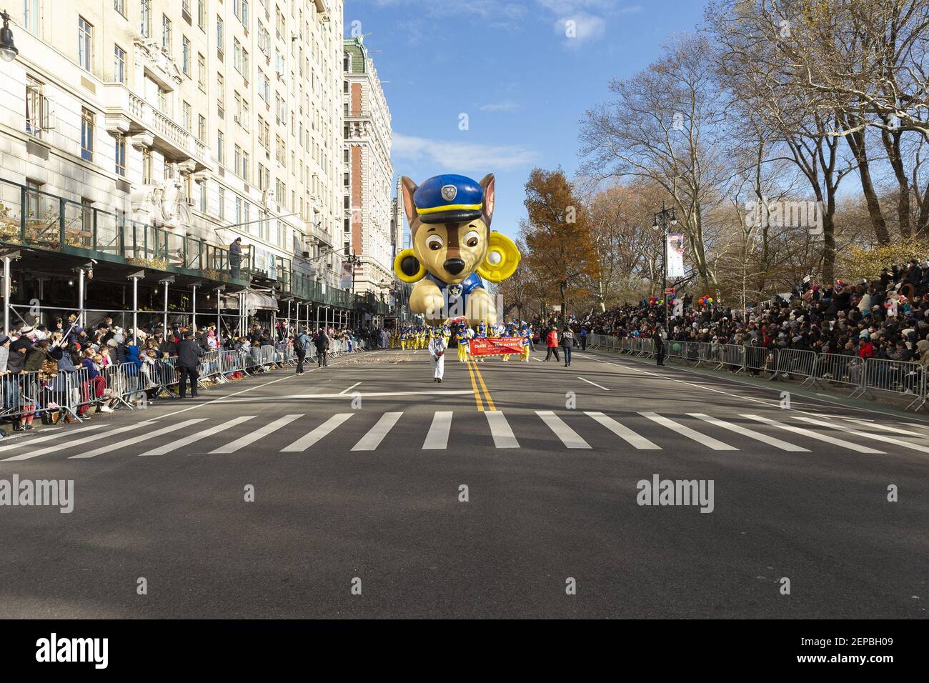 Chase from Paw Patrol giant balloon flown low because of high wind at ...