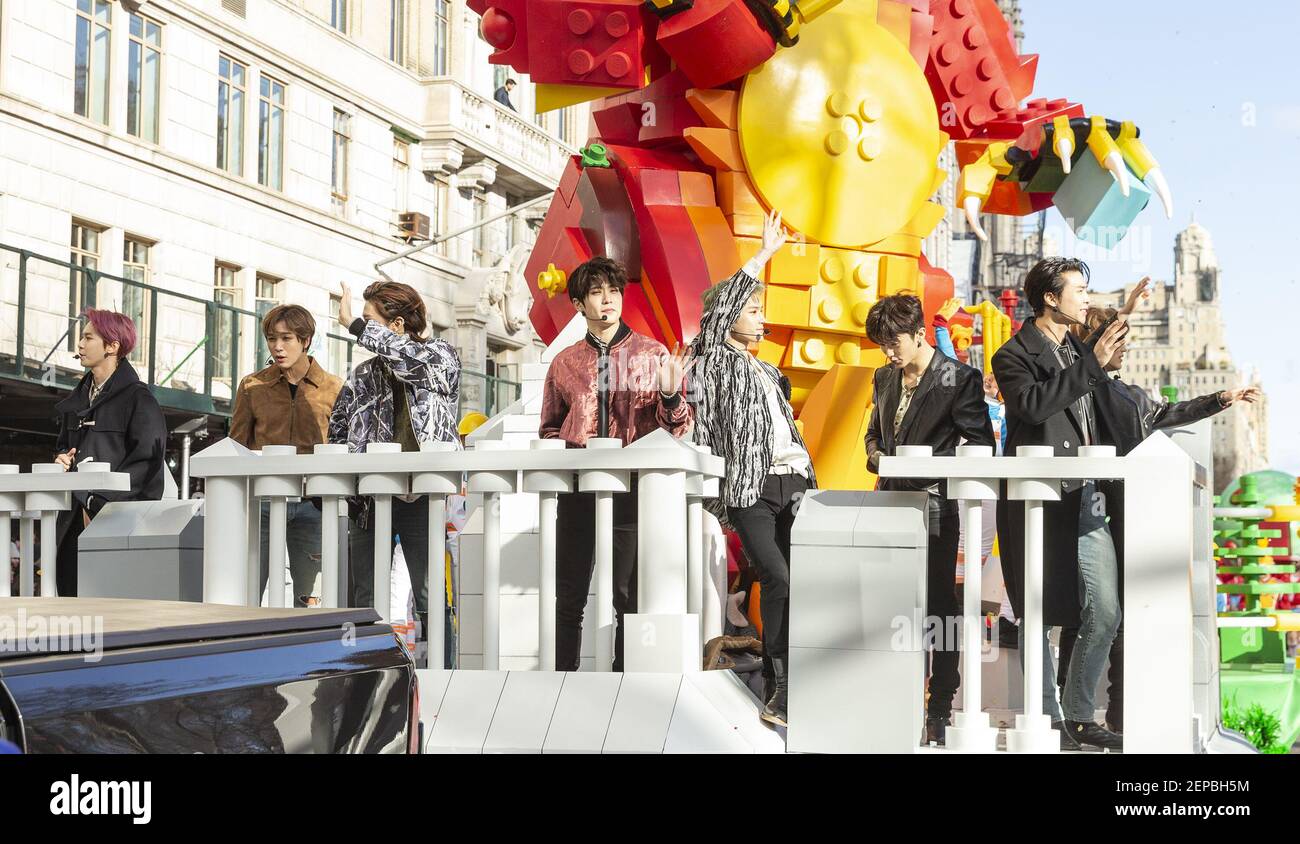 K-Pop NCT 127 group rides float Brick Changer by LEGO at 93rd Annual ...