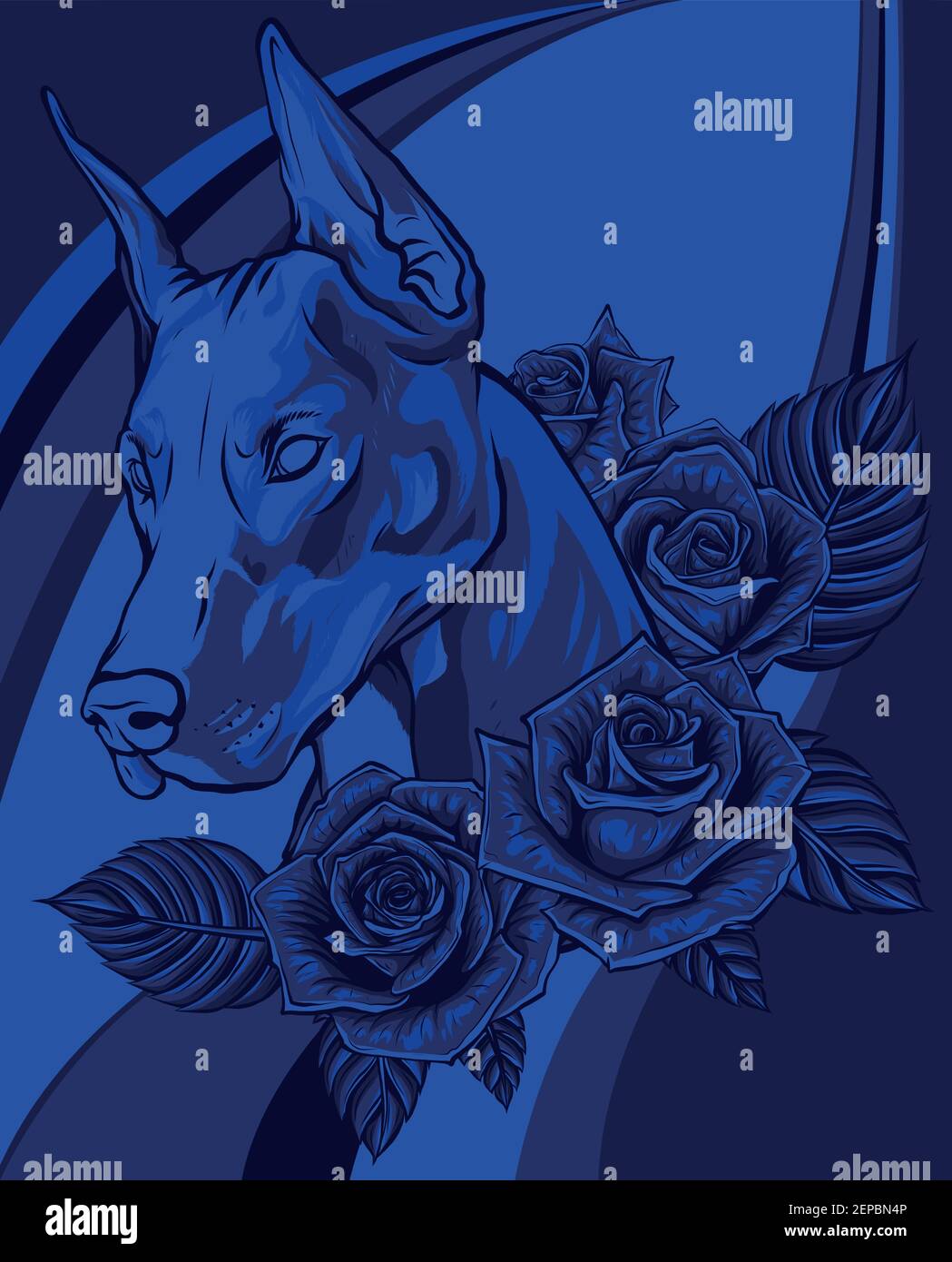 vector Dobermann dog face with red roses Stock Vector Image & Art - Alamy