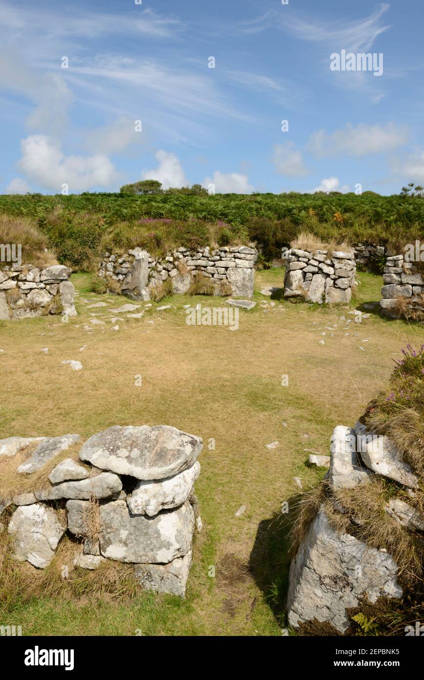 Chysauster, an ancient Iron Age village near New Mill, Cornwall Stock ...