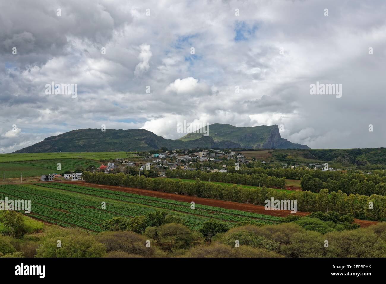 Fields of Crops around a small Village and Farms in the interior of the ...