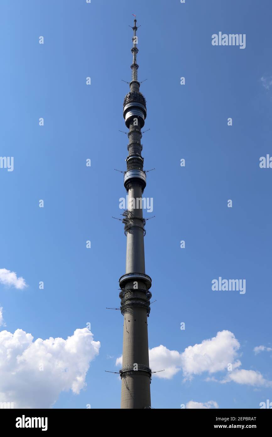 Ostankino television tower in Moscow, Russia. Standing 540.1 meters ...