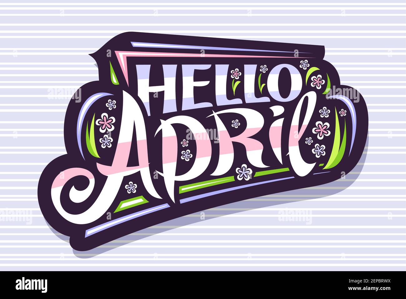 Vector lettering Hello April, poster with curly calligraphic font ...