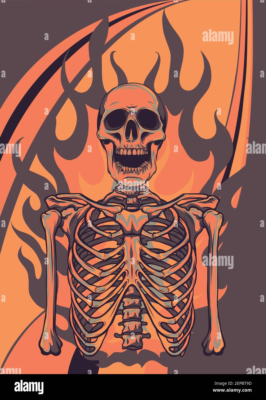 vector illustration of skeleton in flame design Stock Vector Image ...