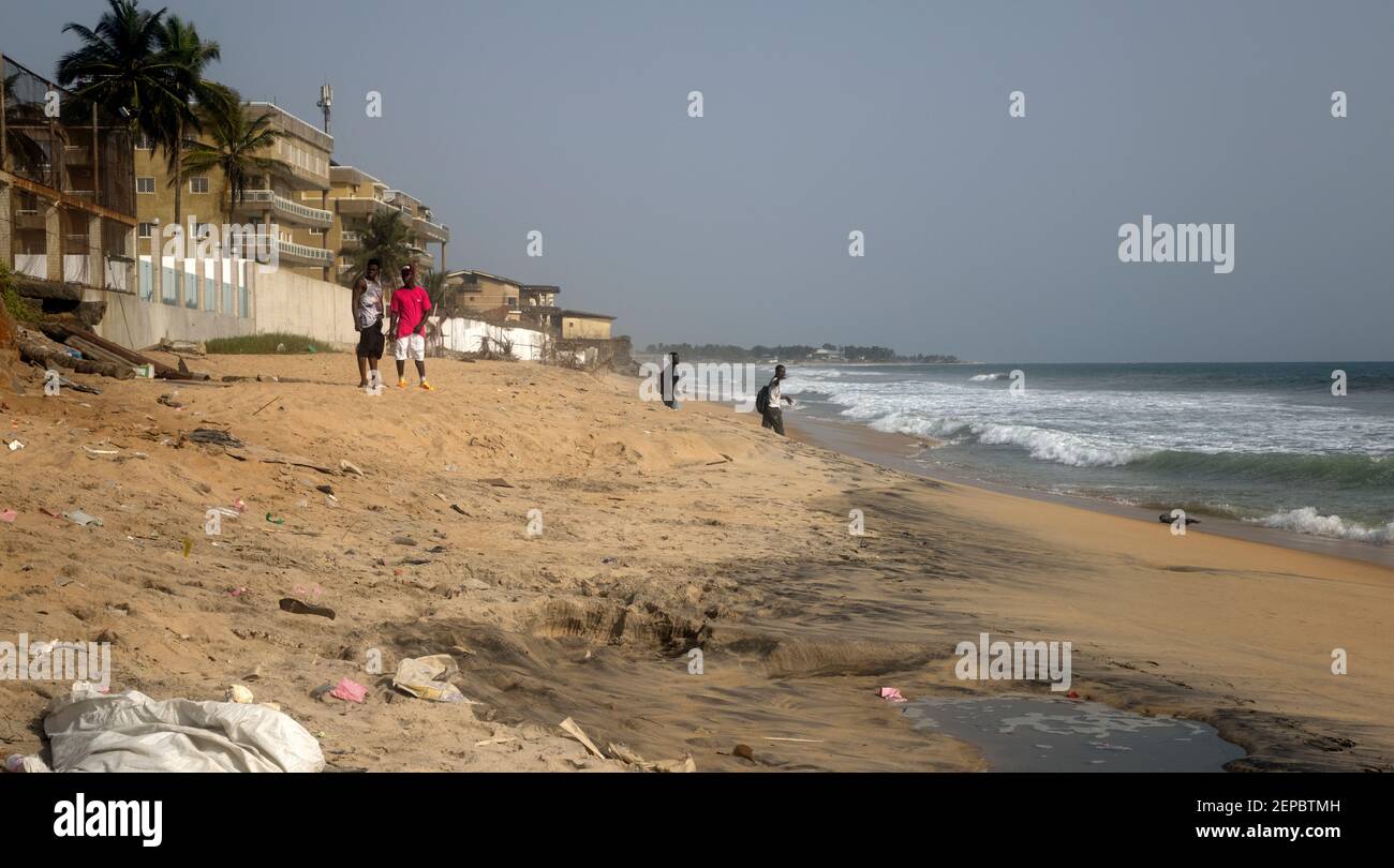 Monrovia Liberia Atlantic ocean beach trash pollution. Monrovia ...