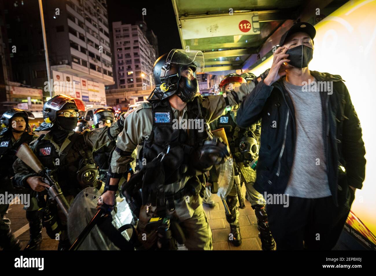 Pro-democracy protest at Mong Kok area, Hong Kong, China. Police is ...