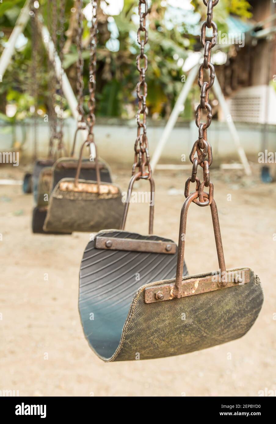 Chain swing in children playground Stock Photo - Alamy