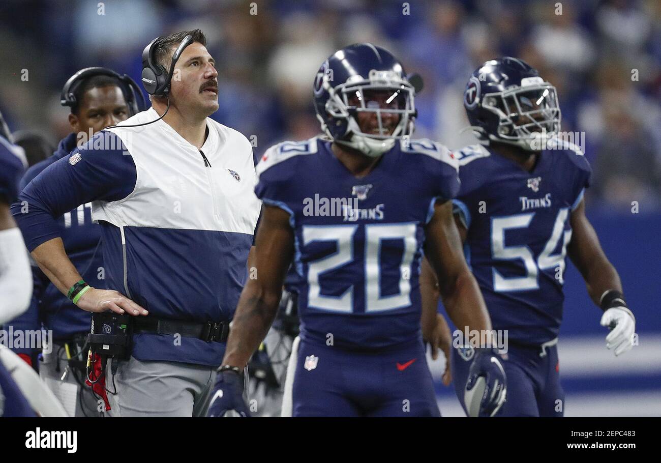 Tennessee Titans Head Coach Mike Vrabel And His Team Watch Second Half