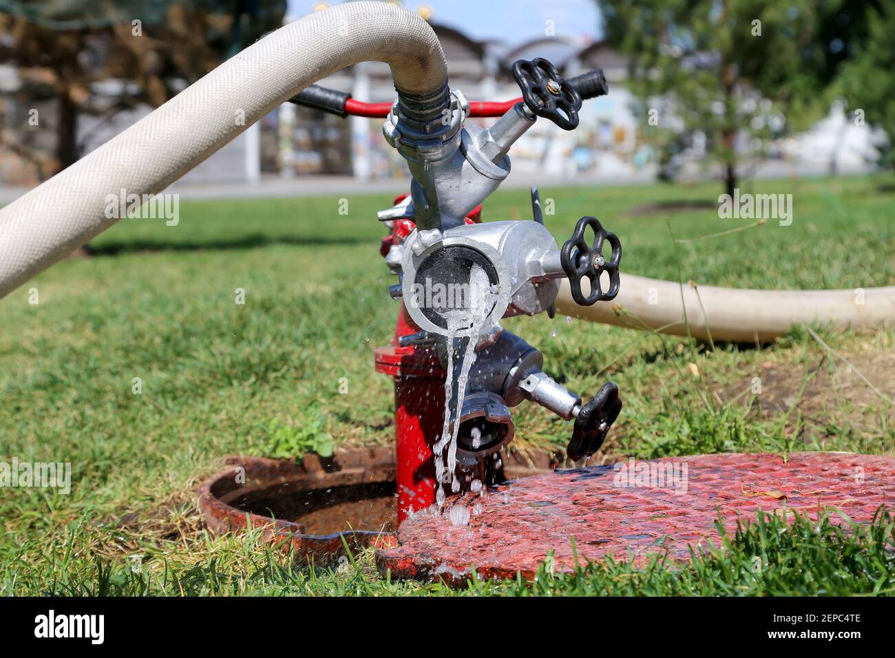 water flow coming out from a fire hydrant Stock Photo - Alamy
