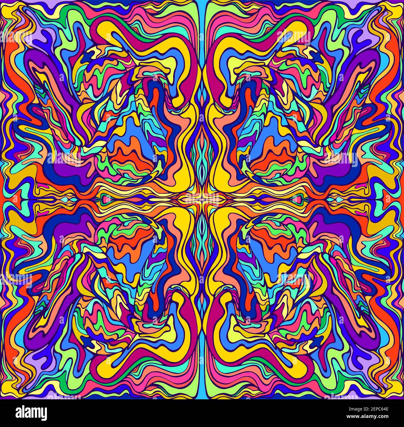 Psychedelic colorful surreal doodle fractal. Mirror abstract pattern ...