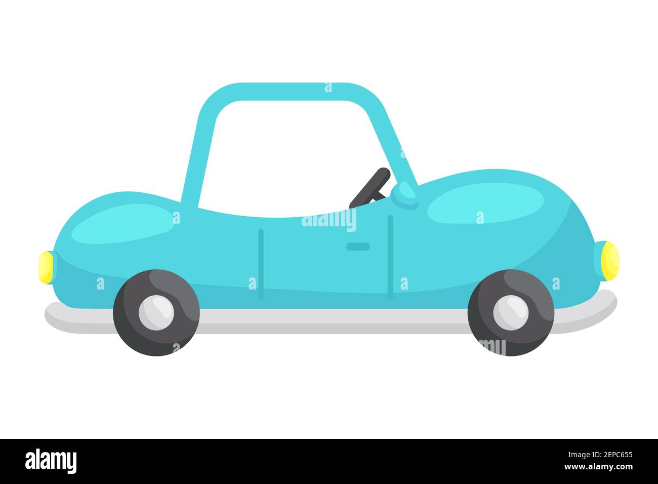 Cute blue car on white background. Cartoon transport for kids cards ...