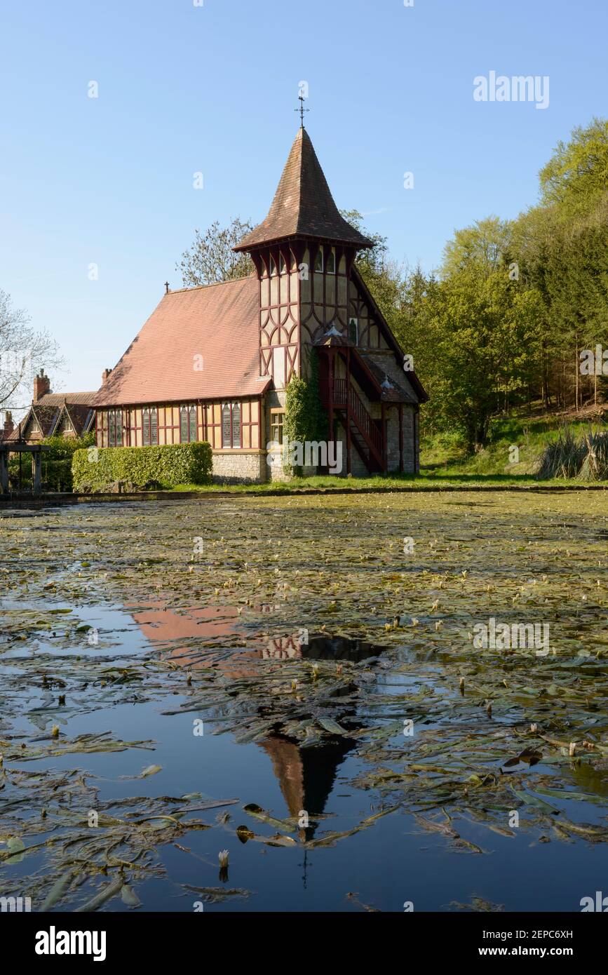 The Masonic Lodge and waterfall in the village of Rickford, Somerset ...