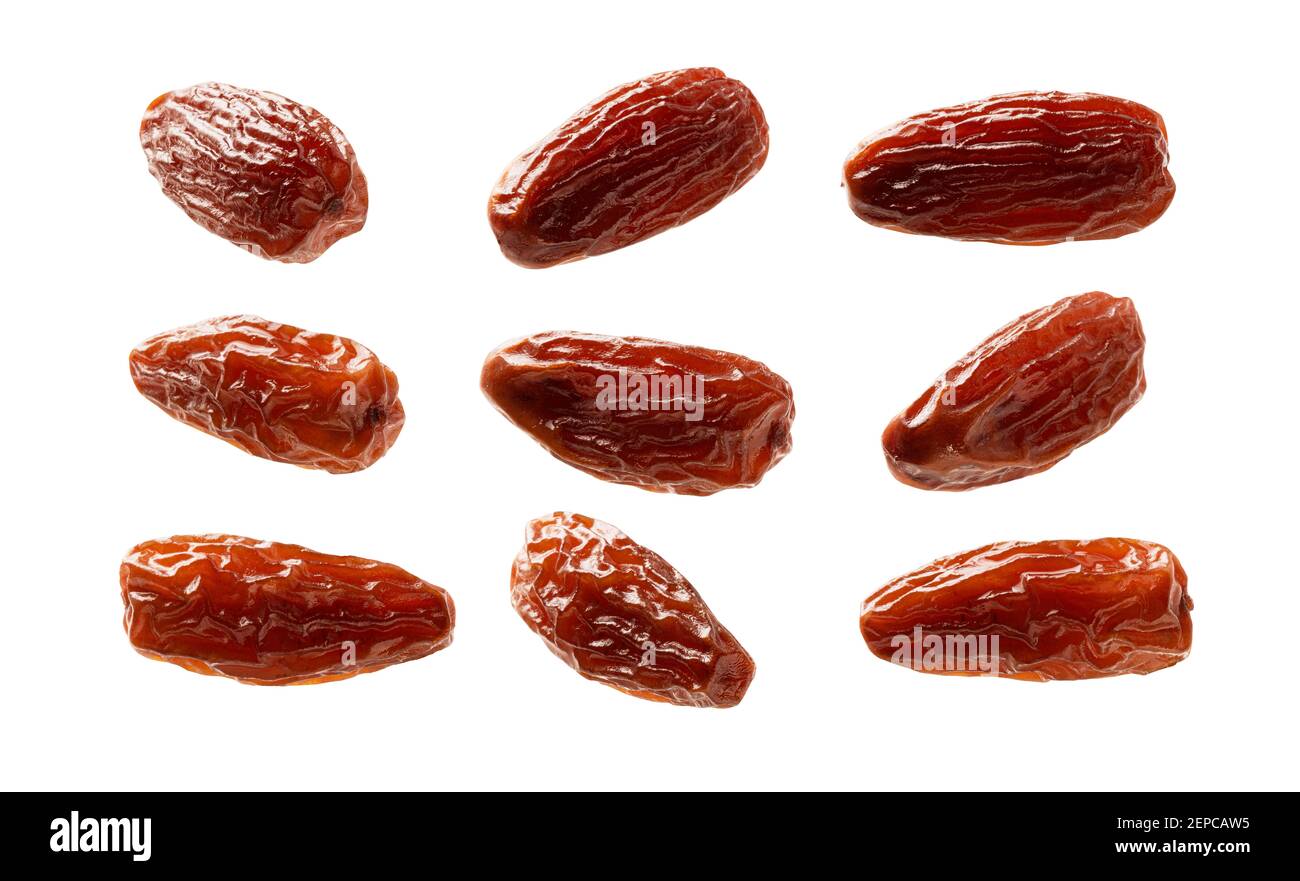 A set of dried dates. Isolated on a white background Stock Photo - Alamy