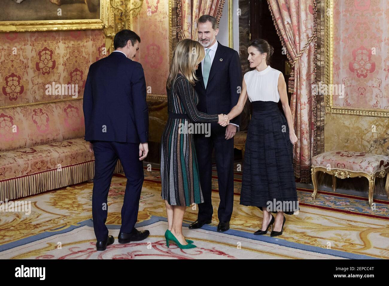King Felipe VI, Queen Letizia, Pedro Sanchez and Begona Gomez attend to ...