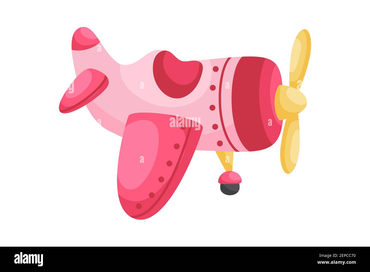 Cute pink-red airplane on white background. Cartoon transport for kids ...