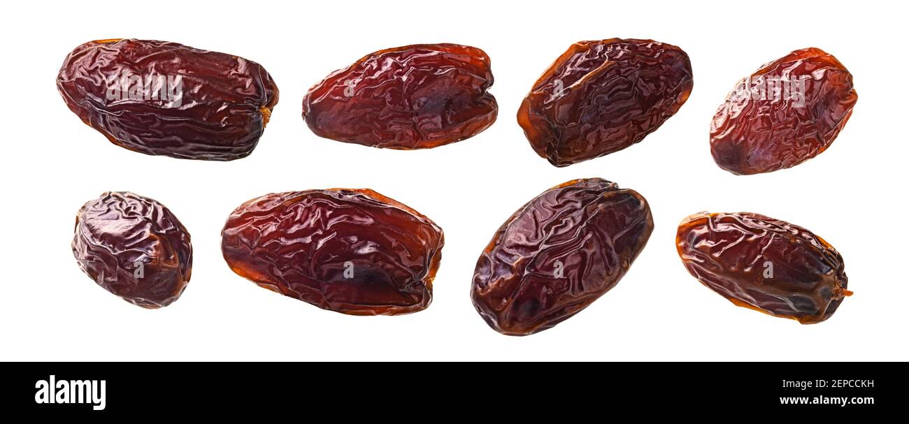 A set of dried dates. Isolated on a white background Stock Photo - Alamy