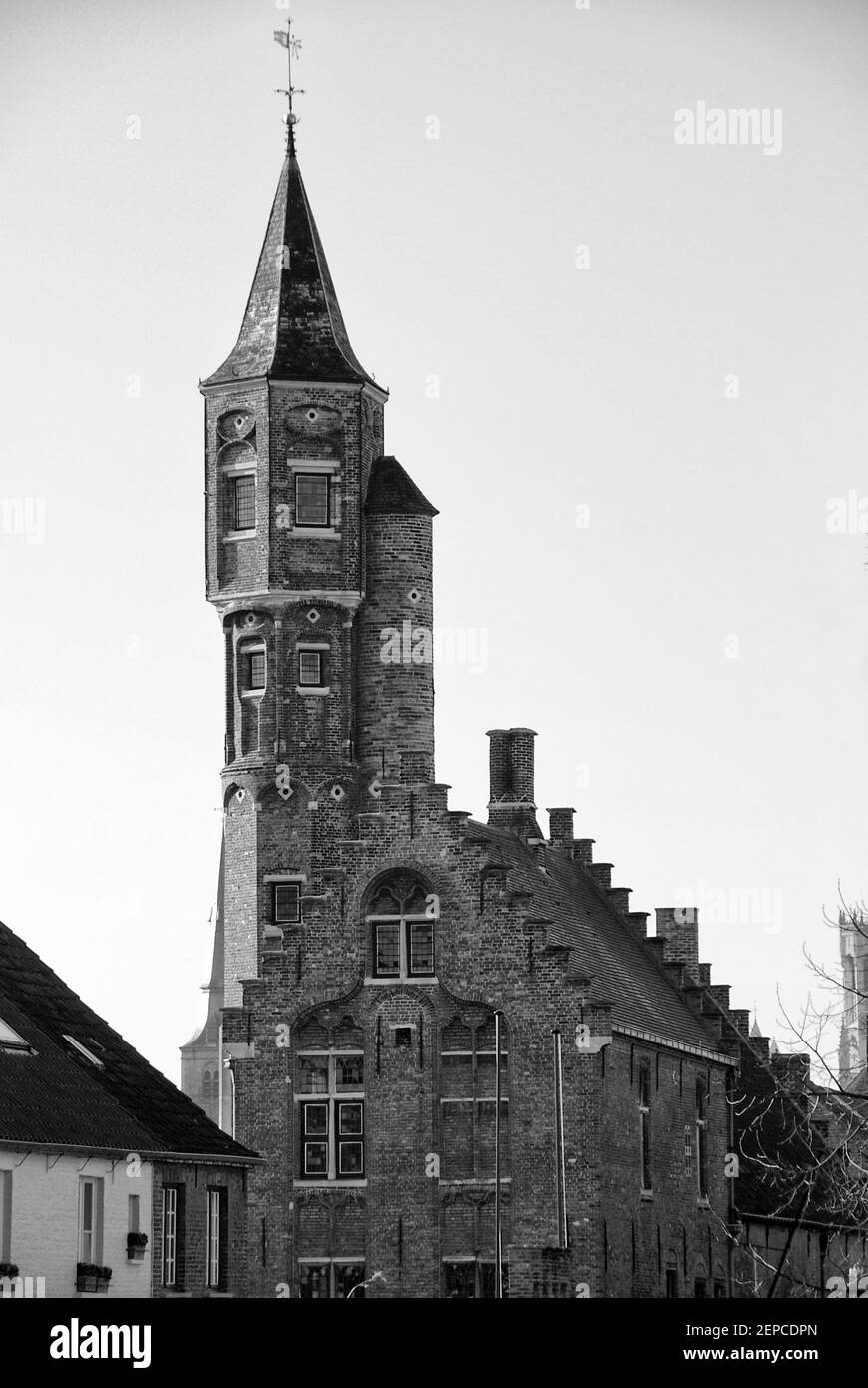 Building with a unique tower Stock Photo - Alamy