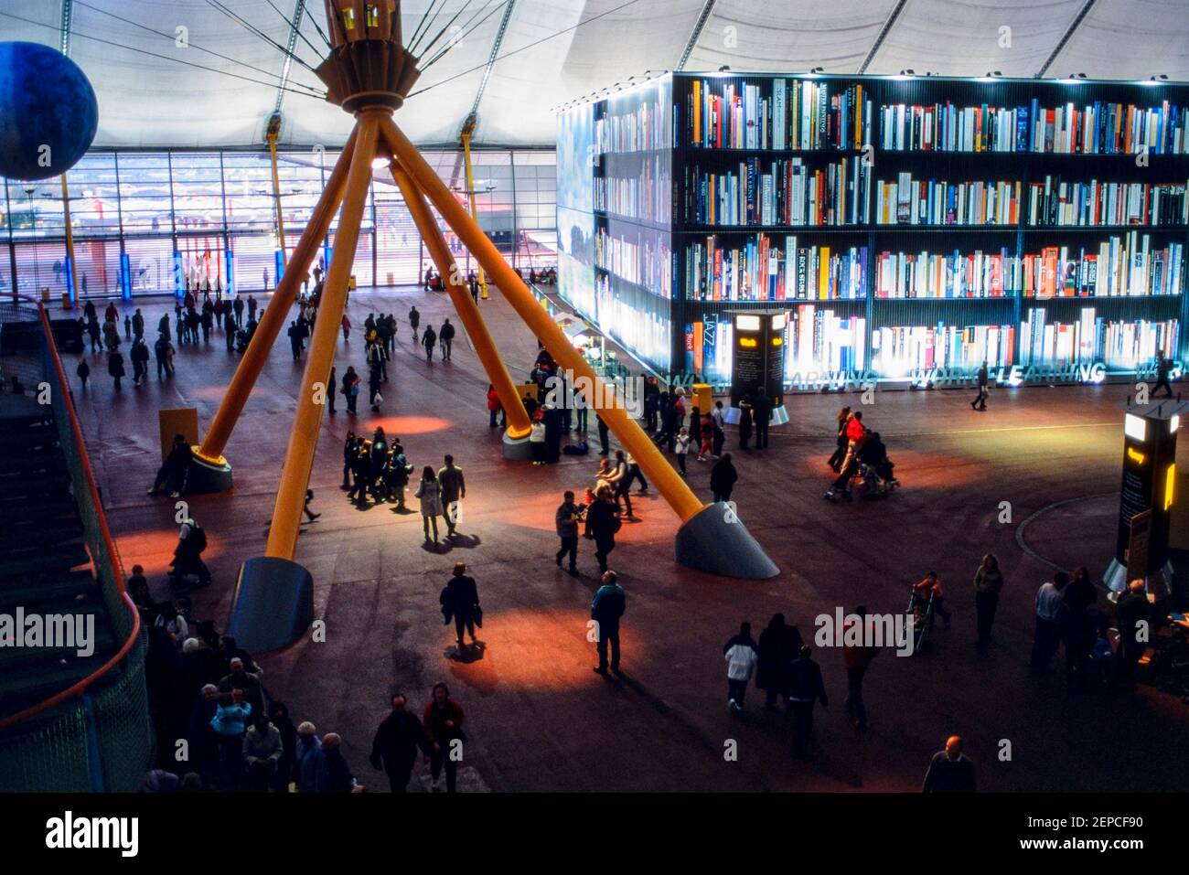 Visitors to the exhibition inside the Millennium Dome, Greenwich ...