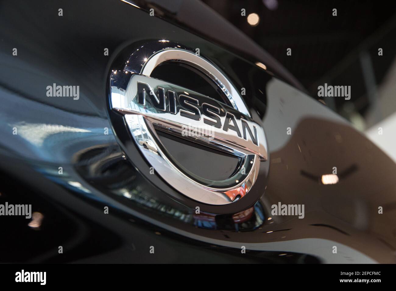 Company logo of the Japanese car maker Nissan at Nissan Motor Co., Ltd ...