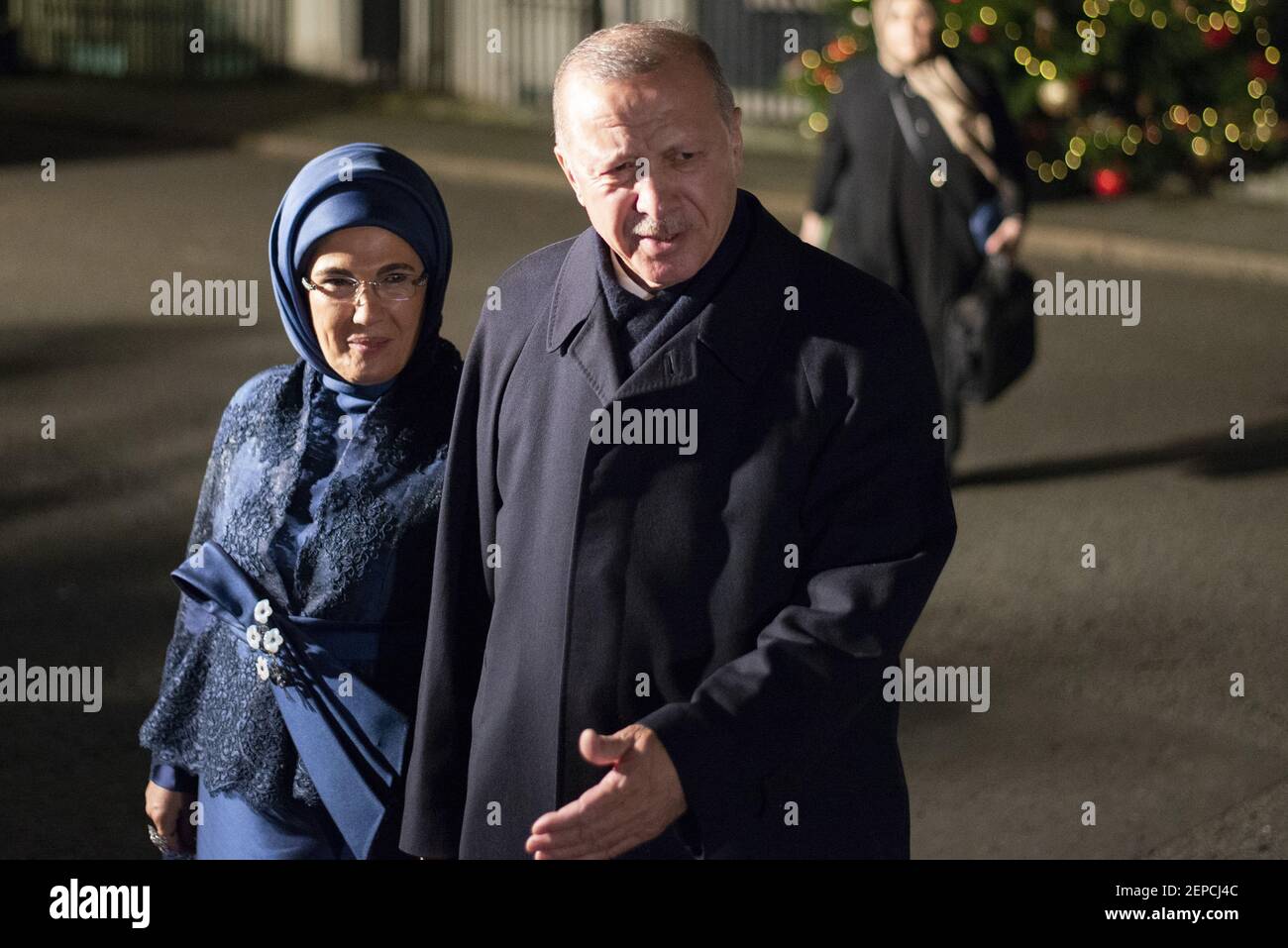 Turkish President Recep Tayyip Erdogan and his wife Emine, leaving a ...