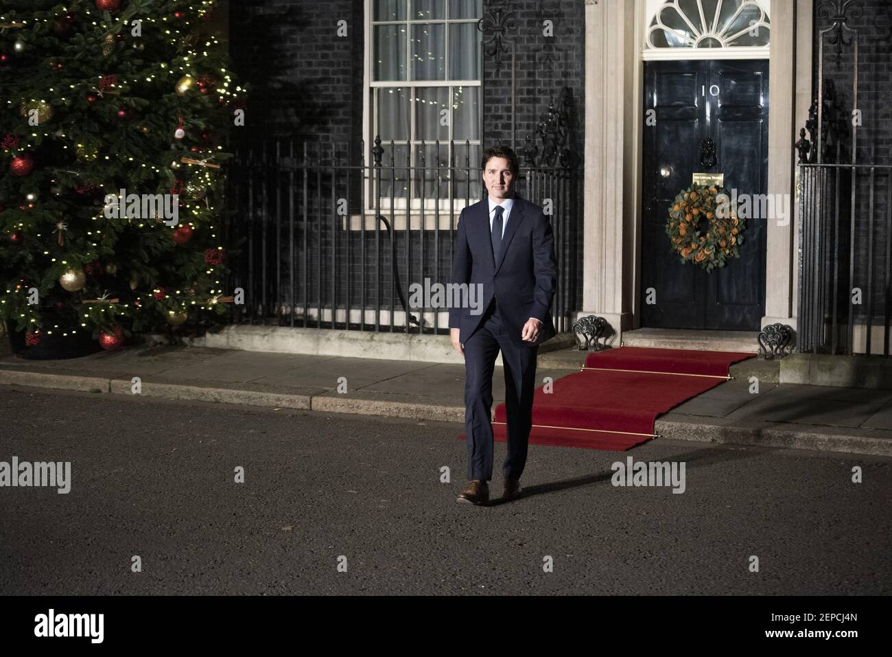 Canadian Prime Minister Justin Trudeau, leaving a reception at Downing ...