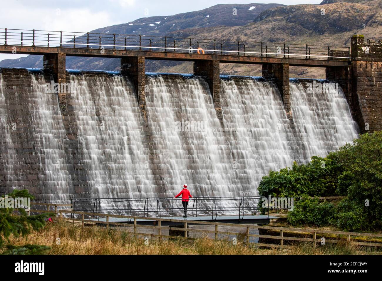 The overflow from the Loch Arklet Dam, near Inversnaid in the Loch ...